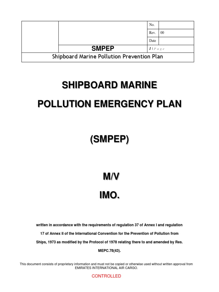 Shipboard Marine Pollution Prevention Plan (SMPEP) | PDF | Ships | Oil ...