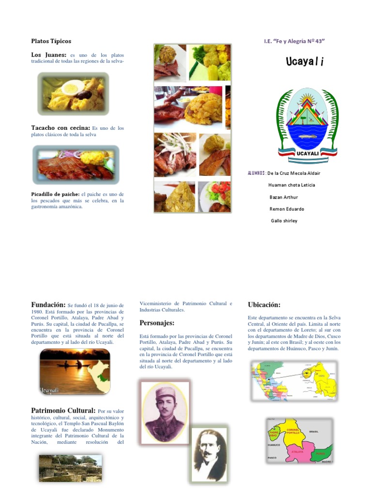 Triptico Ucayali y Loreto | PDF | Alimentos | Naturaleza