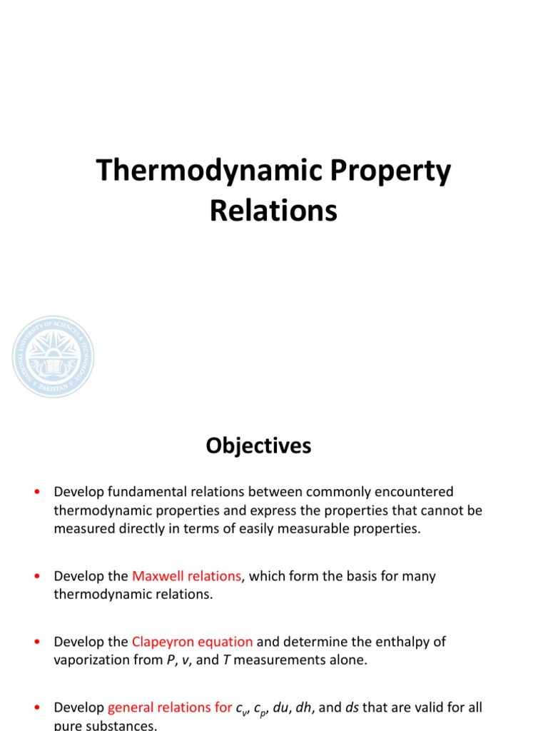 Thermodynamic Property Relations Explained | PDF | Enthalpy | Gases