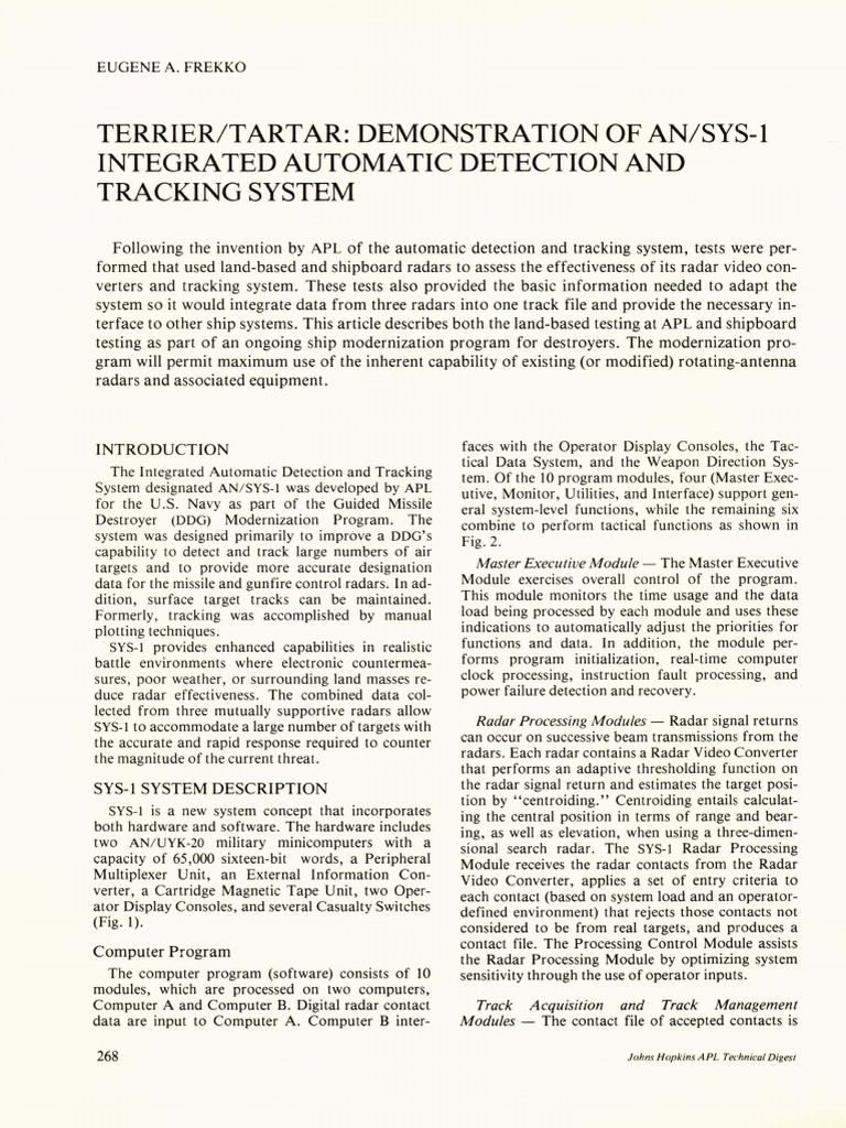 Terrier/Tartar: Demonstration of An/Sys-L Integrated Automatic ...