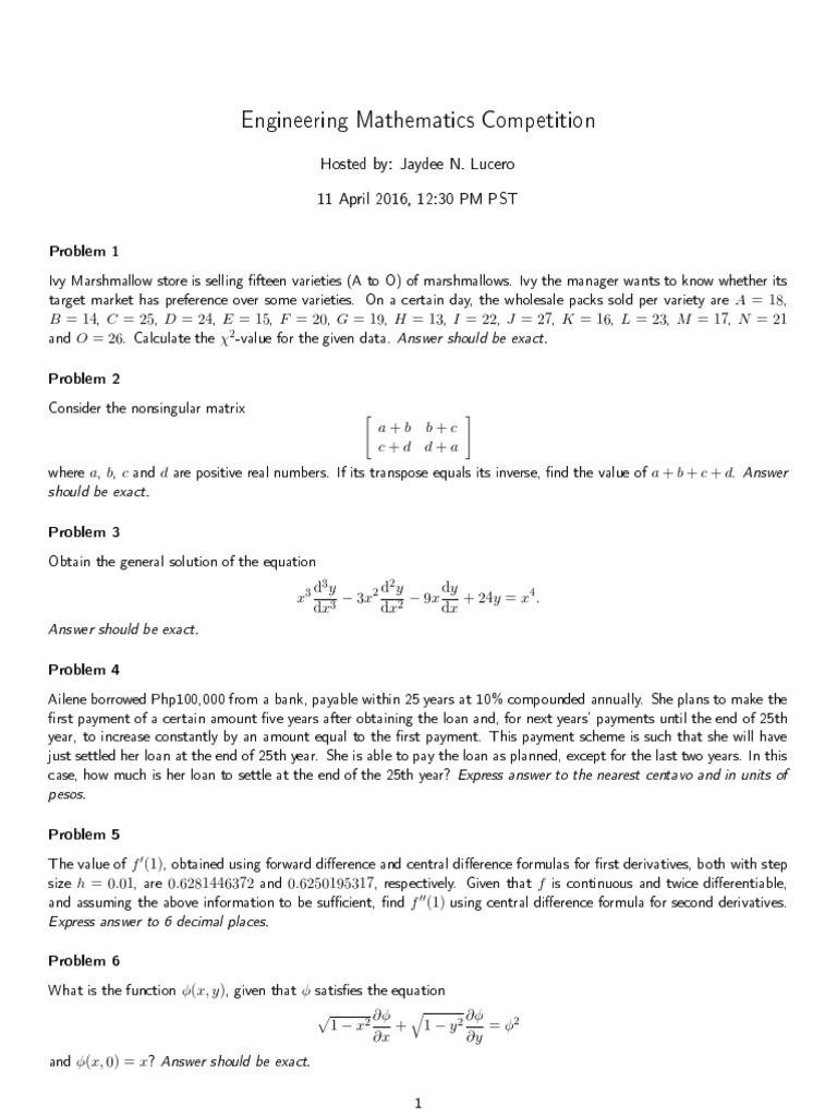 Engineering Math Challenges | PDF | Mathematical Objects | Mathematical ...