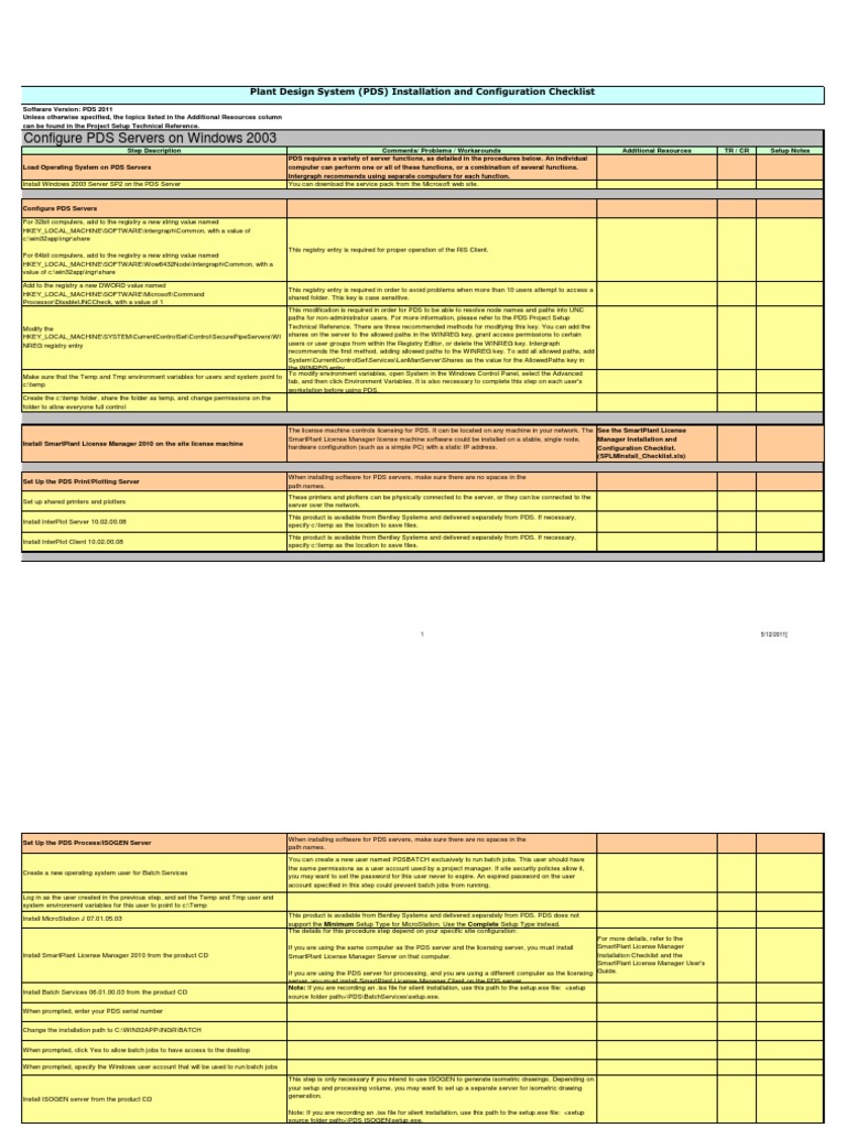 Configure PDS Servers On Windows 2003: Plant Design System (PDS) Installation and Configuration ...