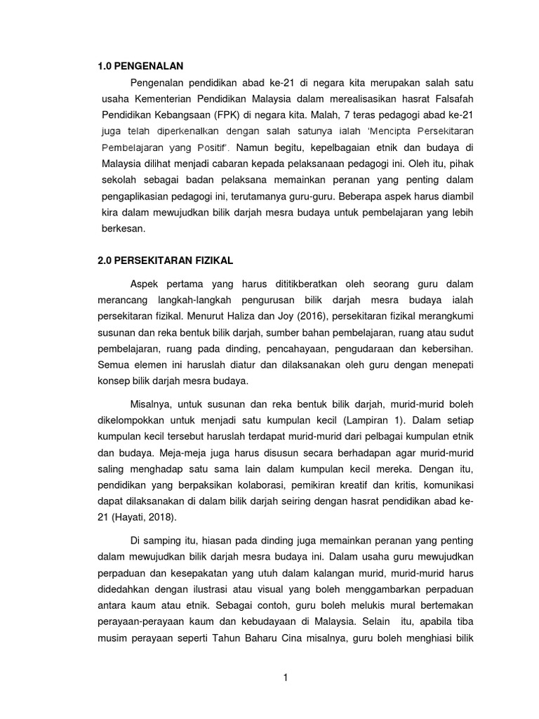 Langkah Mewujudkan Bilik Darjah Mesra Budaya | PDF