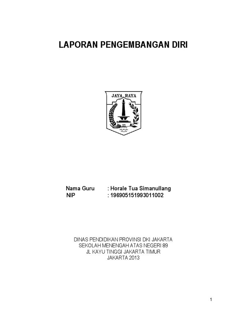 Contoh LAPORAN PENGEMBANGAN DIRI PDF | PDF