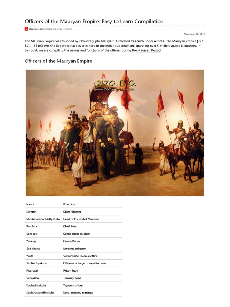 10 Officers of The Mauryan Empire Easy To Learn Compilation PDF | PDF ...