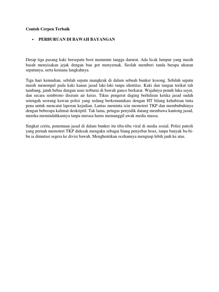 Contoh Cerpen Terbaik | PDF