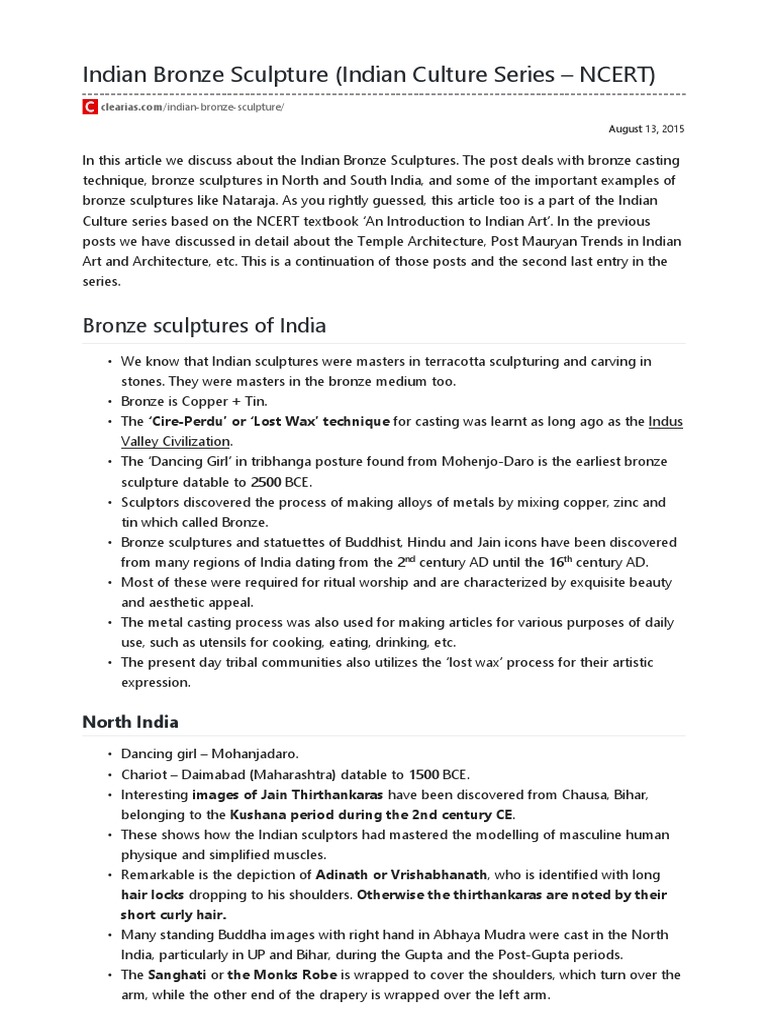 18 Indian Bronze Sculpture (Indian Culture Series - NCERT) PDF | PDF ...