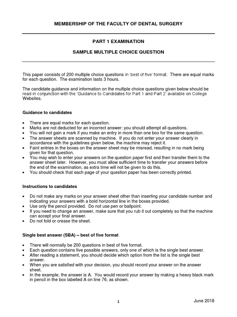 Mfds Part1 Details Download Free Pdf Multiple Choice Question