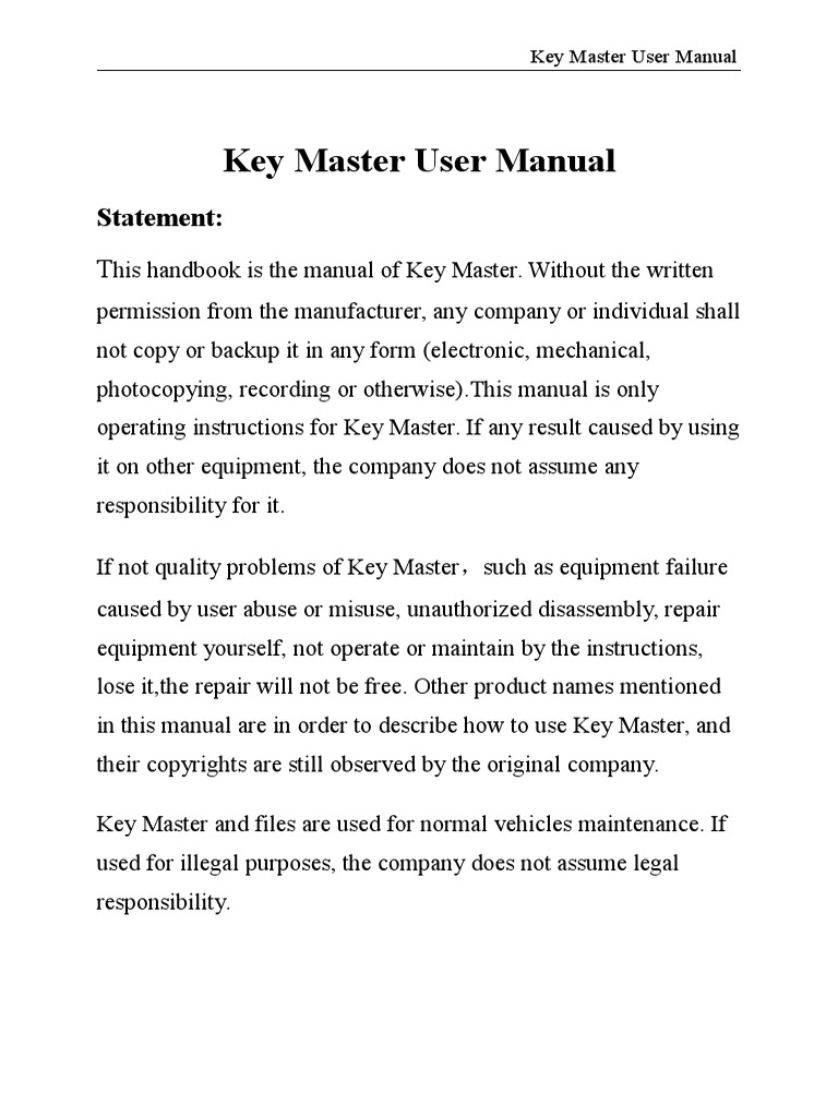 Key Master User Manual: Statement | PDF | Computer Keyboard | Icon (Computing)