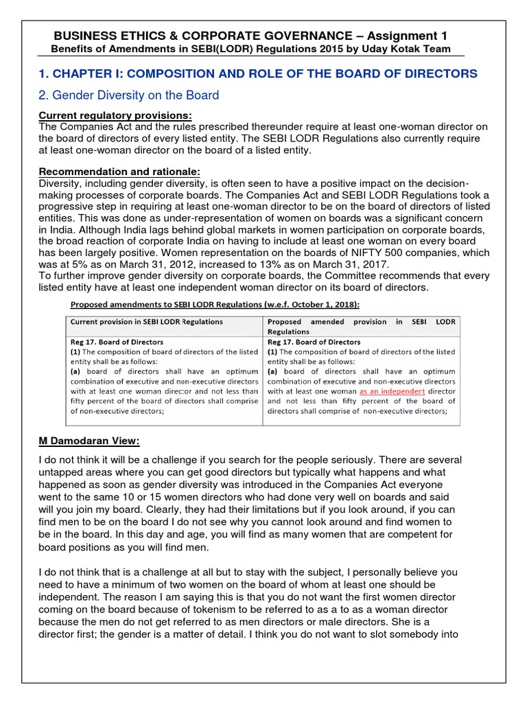Business Ethics & Corporate Governance - Assignment1 | Download Free ...