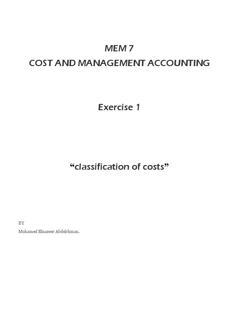 Exercise 1 Cost Classification | PDF