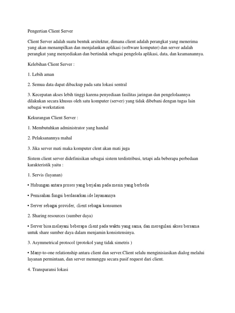 Pengertian Client Server | PDF