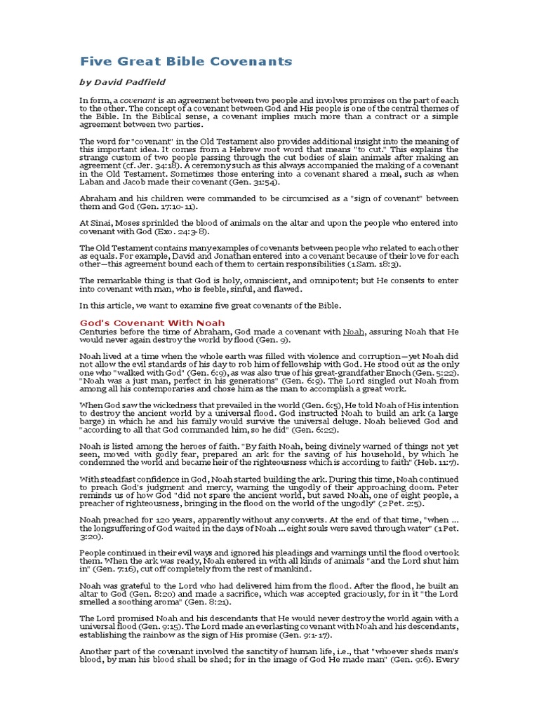 Five Great Bible Covenants | PDF | Abraham | Book Of Genesis
