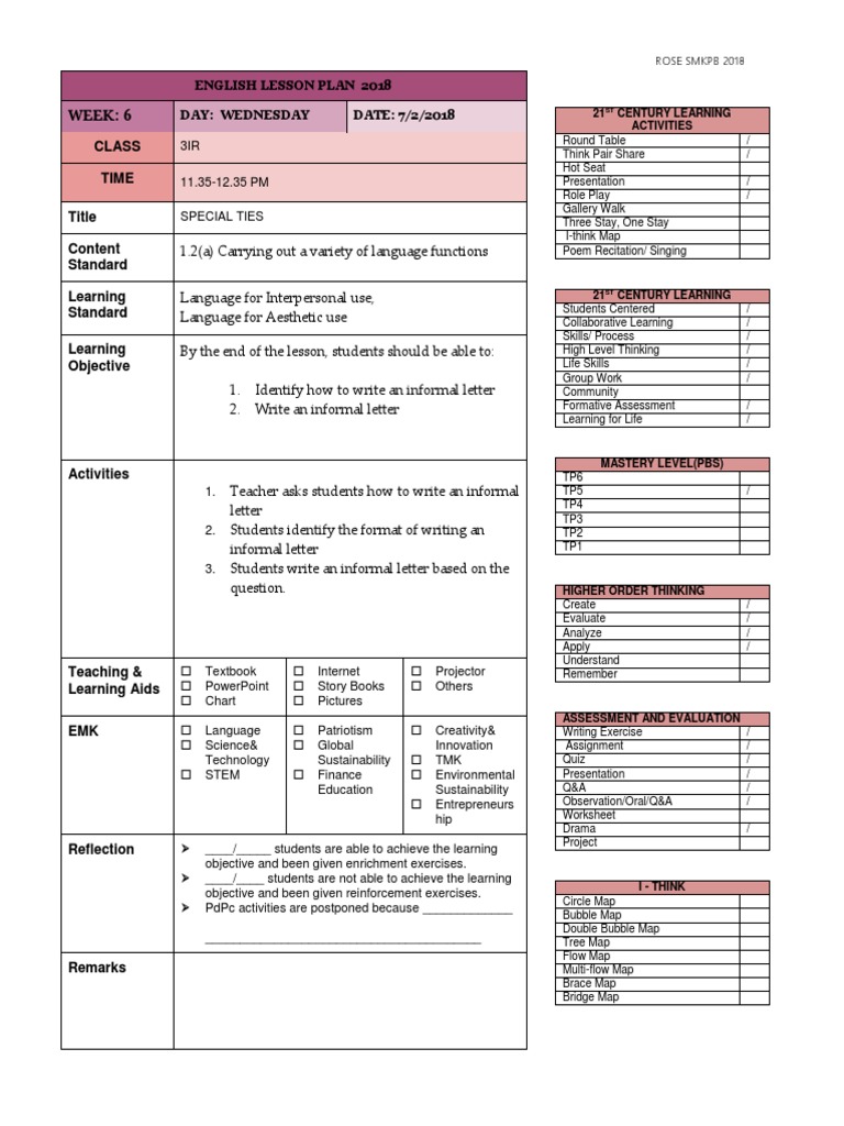 Week: 6 Class Time Title Content Standard Learning Standard Learning ...