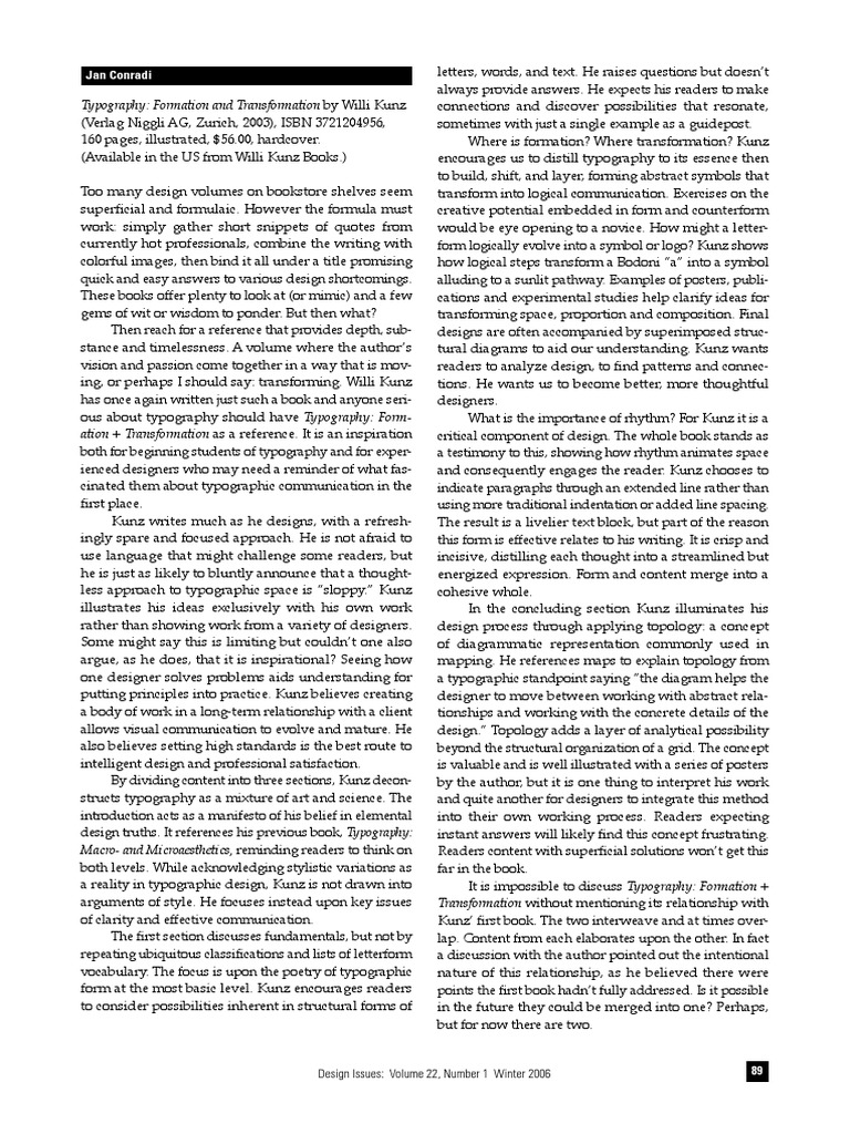 Typography: Formation and Transformation by Willi Kunz: Jan Conradi ...