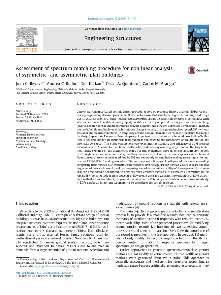 Assessment of Spectrum Matching Procedure For Nonlinear Analysis of ...