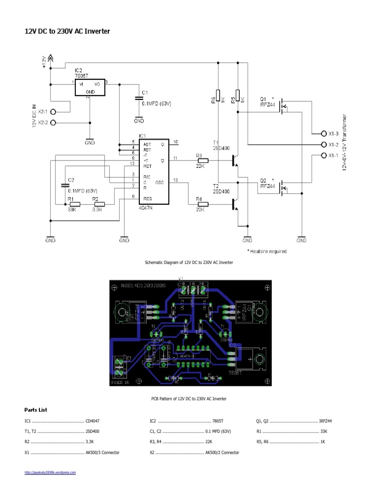 12V DC To 230V AC Inverter: Parts List | PDF