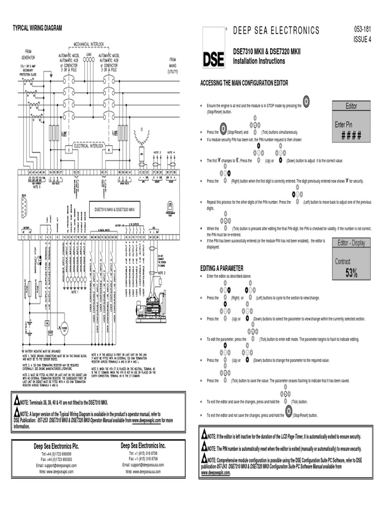 Deep Sea Electronics: DSE7310 MKII & DSE7320 MKII Installation Instructions