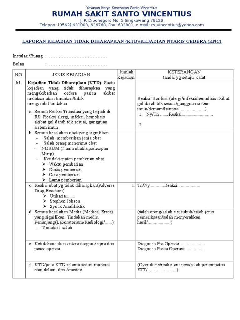 Formulir Laporan KTD-KNC.2 Refisi | PDF