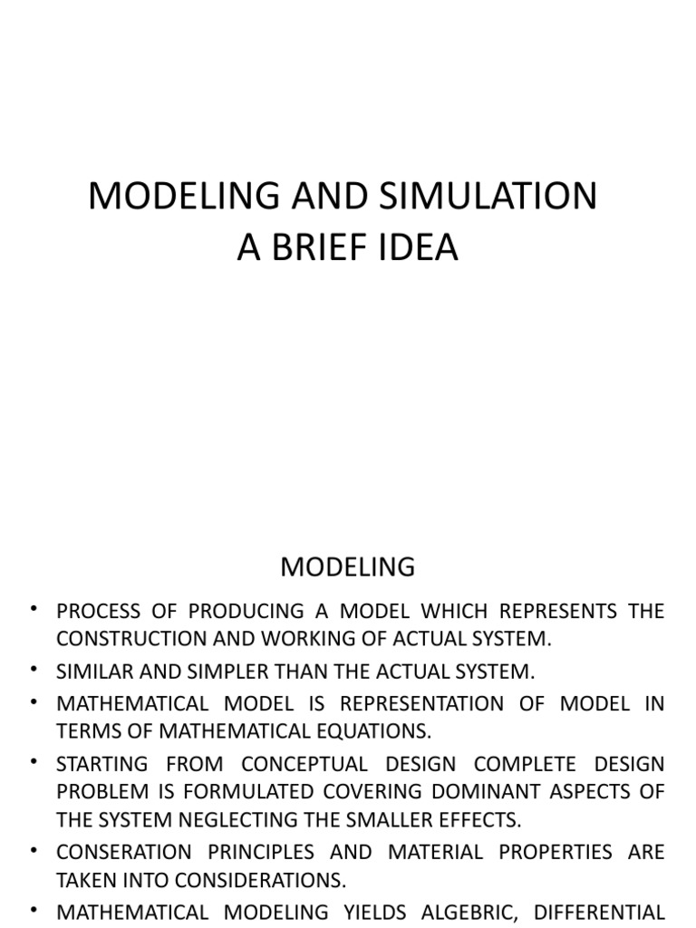 PPT-2 Modeling and Simulation Brief Idea | Download Free PDF ...
