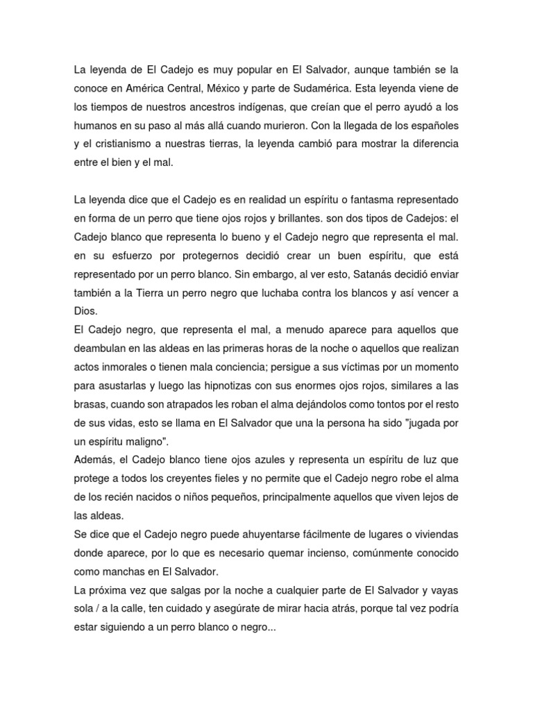 La Leyenda de El Cadejo Es Muy Popular en El Salvador | PDF
