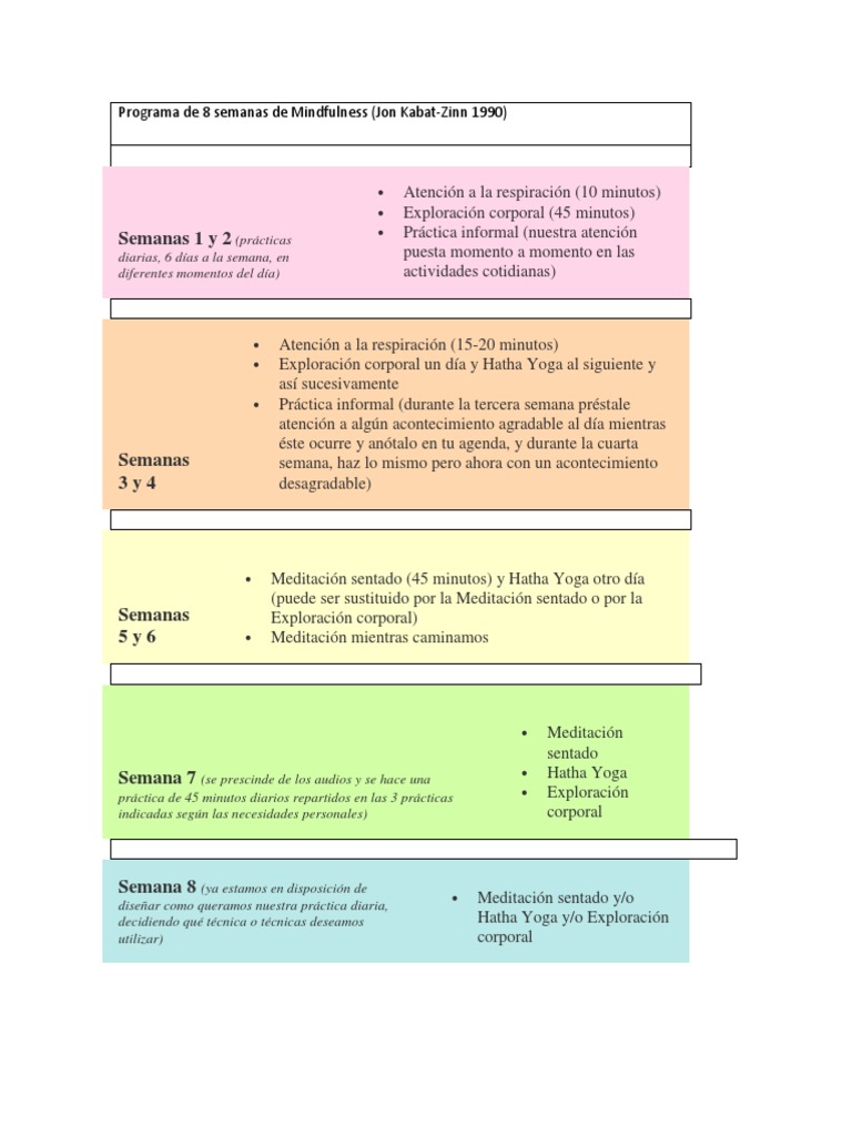 Practica Programa de 8 Semanas de Mindfulness | PDF