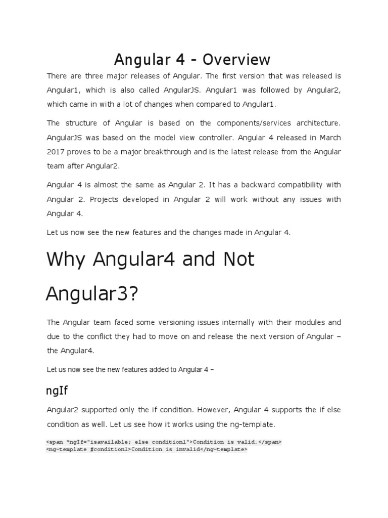 Angular 4 Overview Pdf Angular Js Cascading Style Sheets
