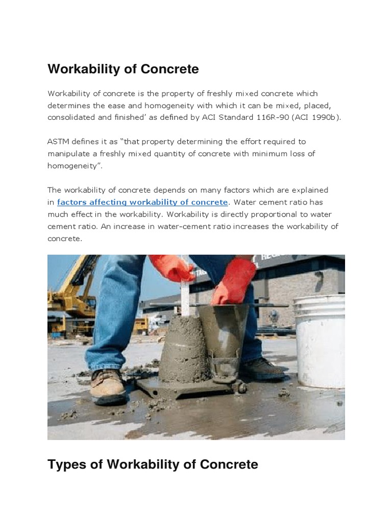 Workability of Concrete | PDF | Concrete | Applied And ...