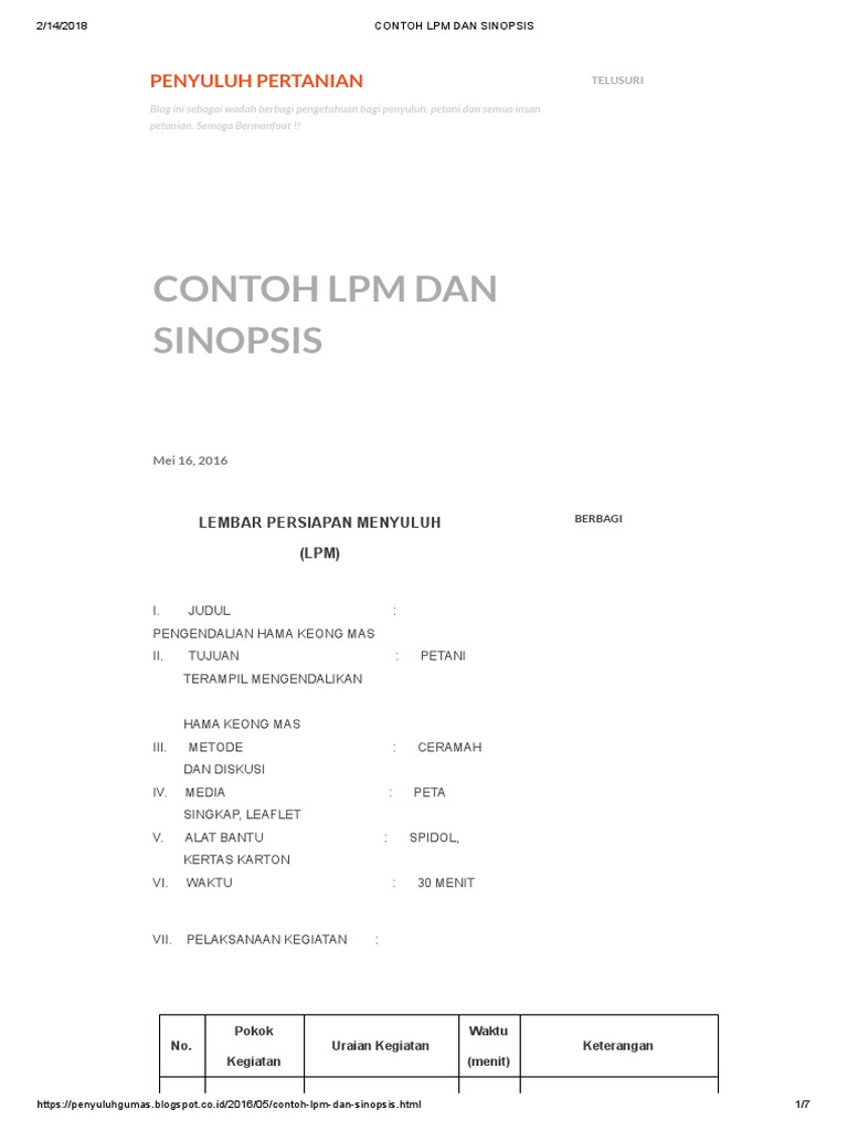 Contoh LPM Penyuluhan Hama Keong Mas | PDF