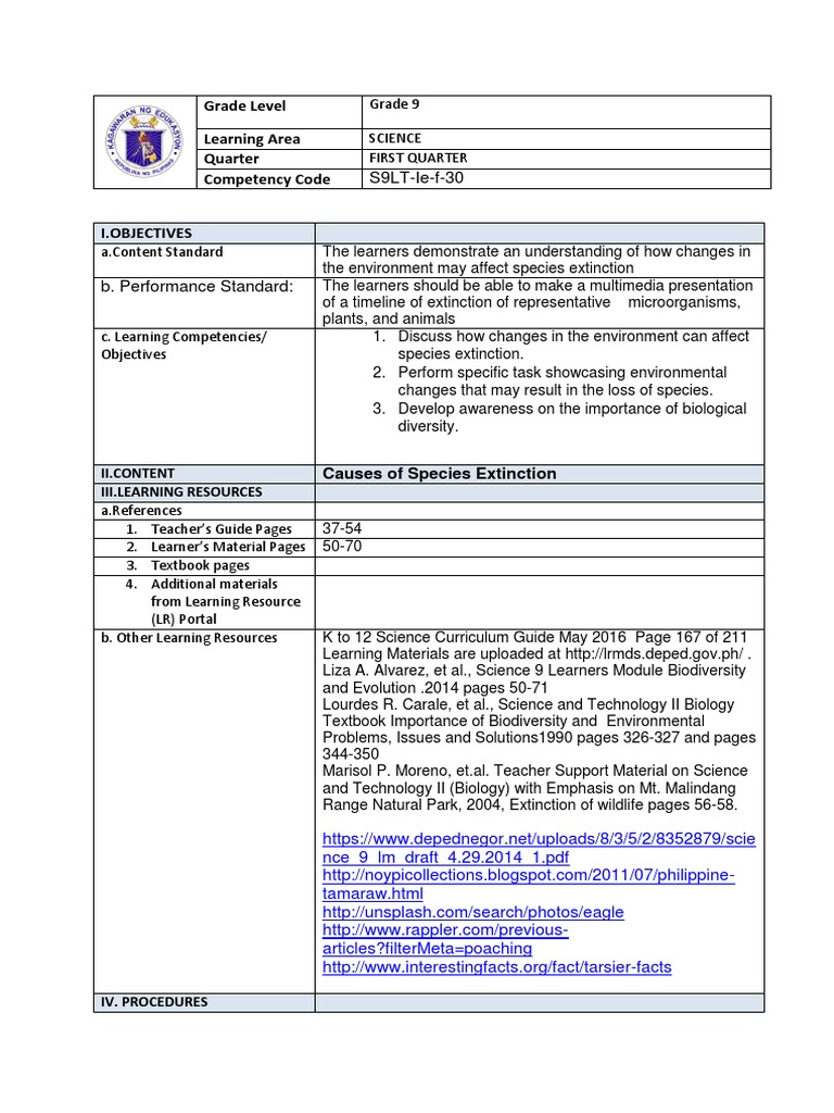 S9LT-Ie-f-30: Grade Level Learning Area Quarter Competency Code | PDF ...