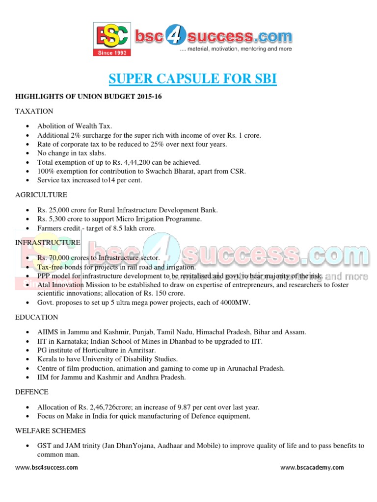 Super Capsule 1 PDF | Download Free PDF | Reserve Bank Of India | Banks