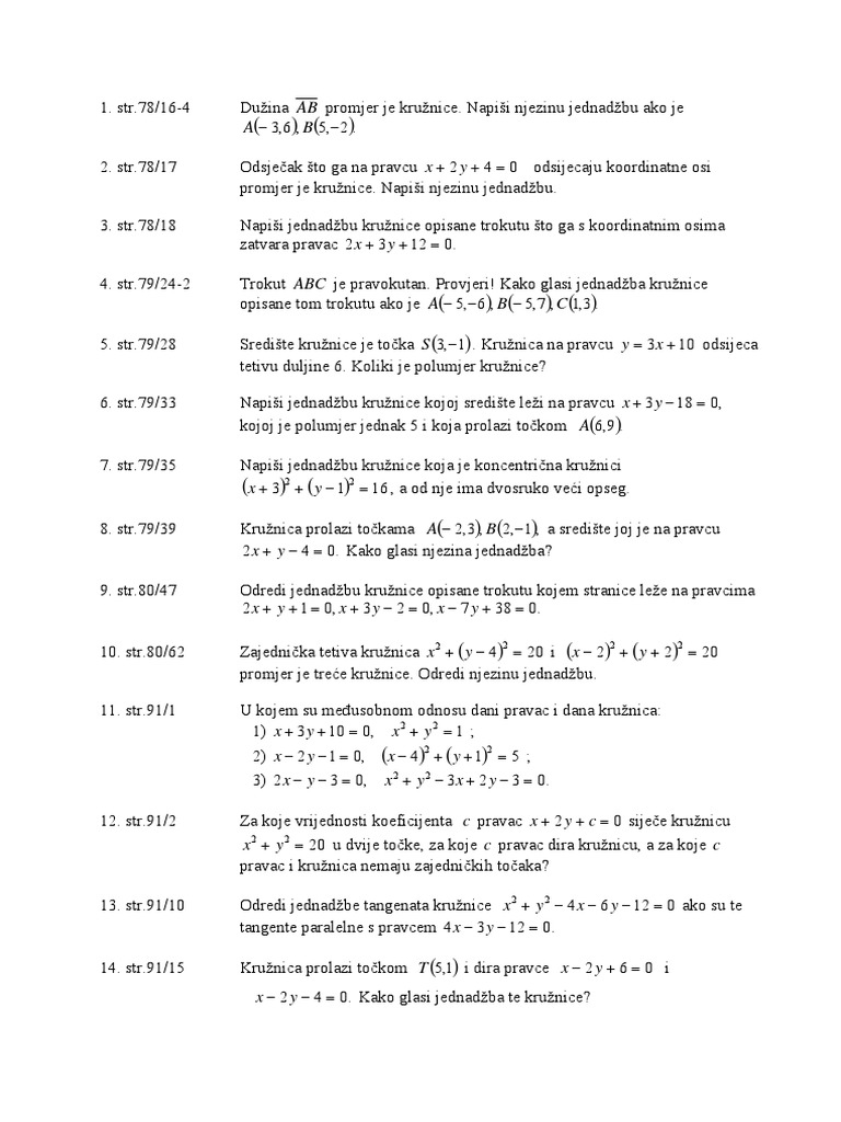 Analiticka Geometrija - Zadaci Za Vjezbanje 20071015 | PDF
