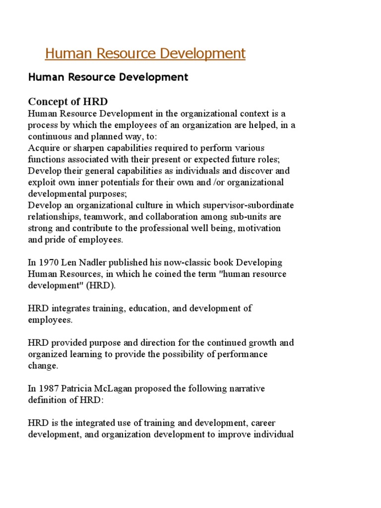 CHAPTER 1 (Human Resource Development) | PDF | Performance Appraisal ...