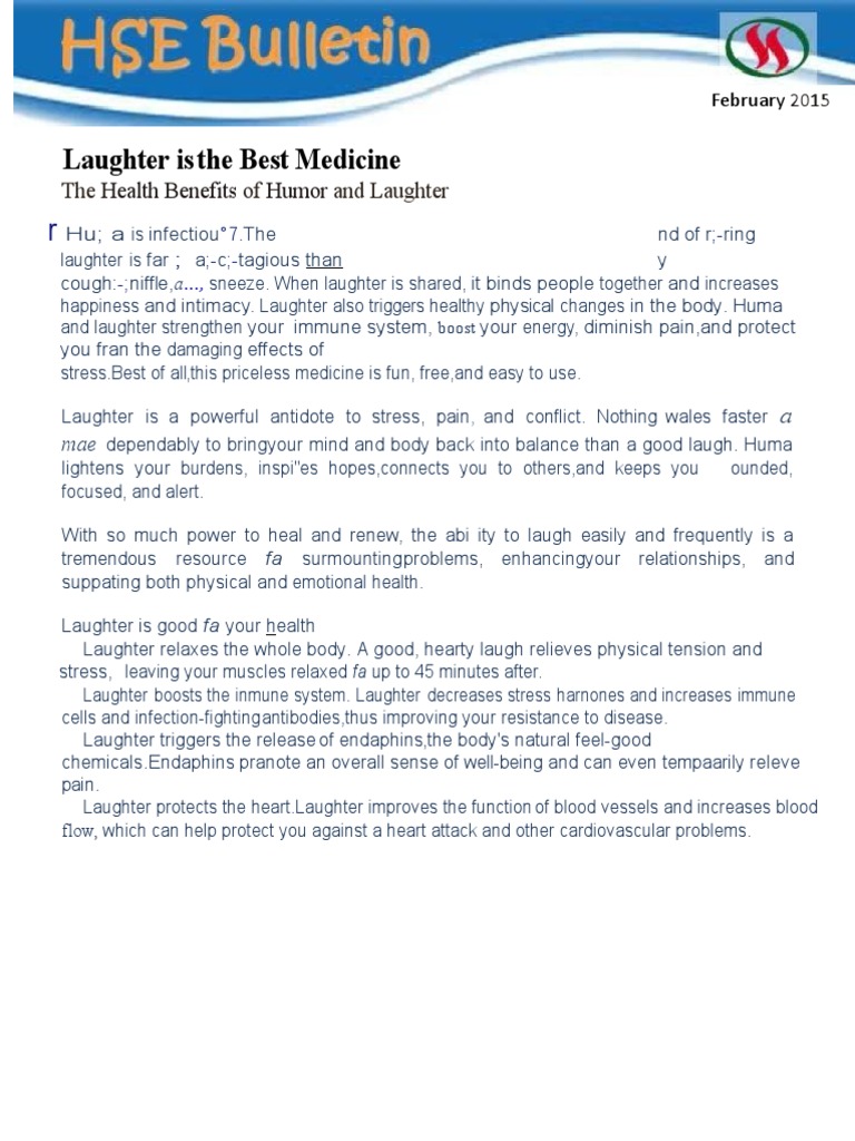 Laughter Isthe Best Medicine: Health Benefits Humor | PDF
