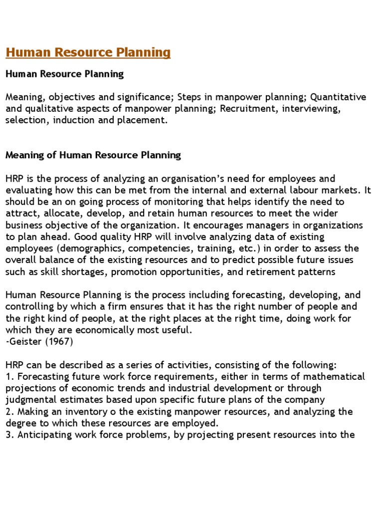 CHAPTER 3 (Human Resource Planning) | Download Free PDF | Human ...