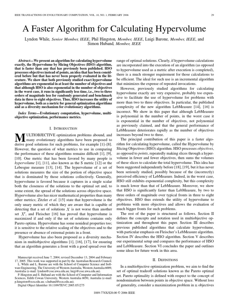 A Faster Algorithm For Calculating Hypervolume PDF | PDF | Time Complexity | Mathematical ...