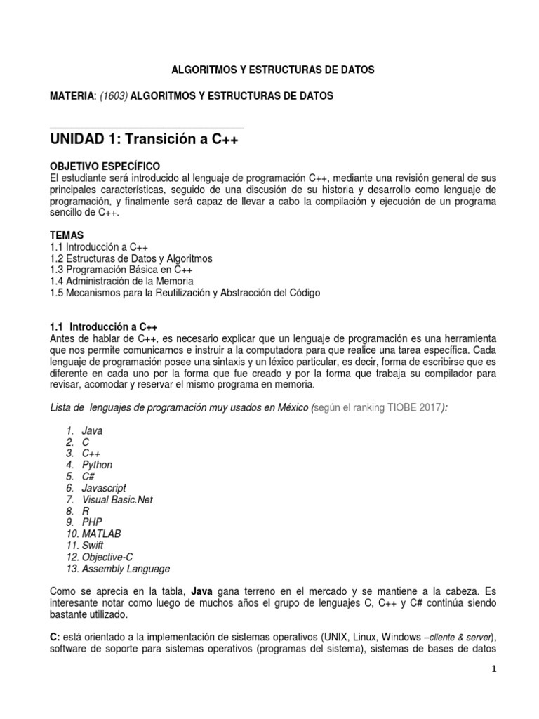 Introducción a C++: historia, características y herramientas | PDF ...