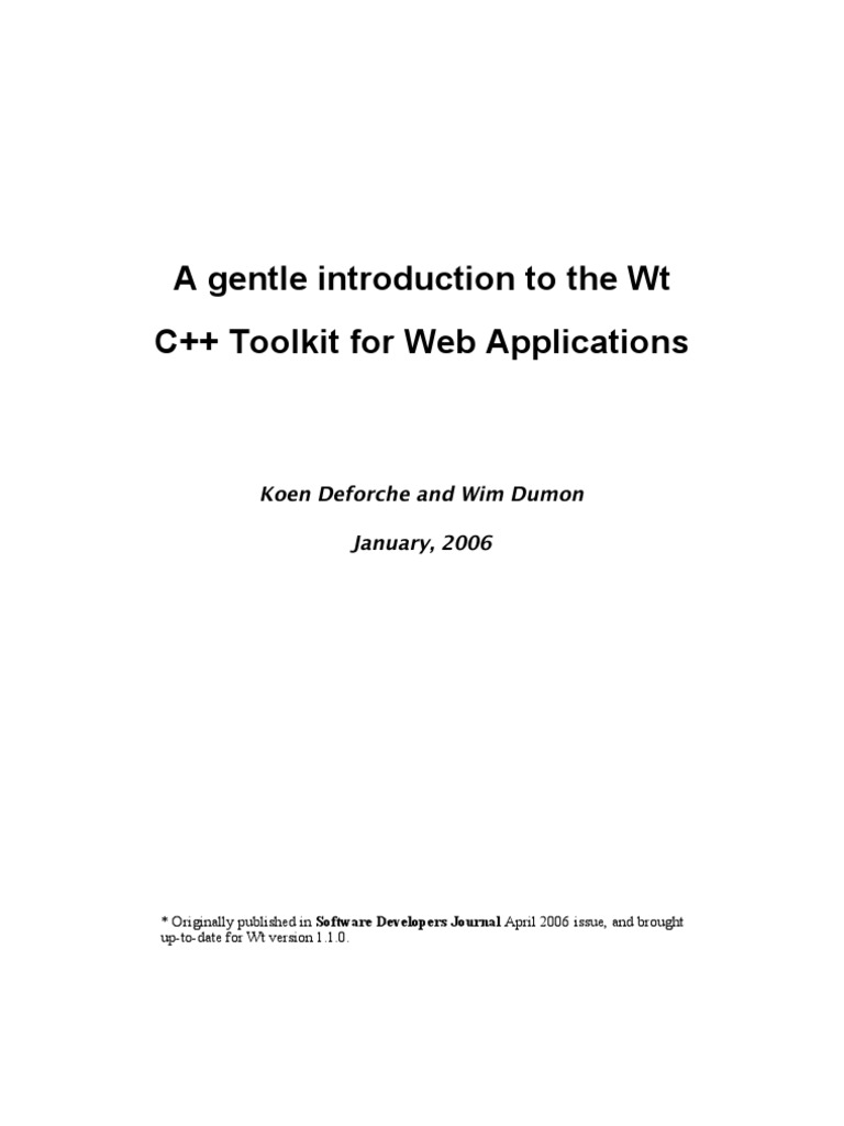 A Gentle Introduction To The WT C++ Toolkit For Web Applications | PDF ...