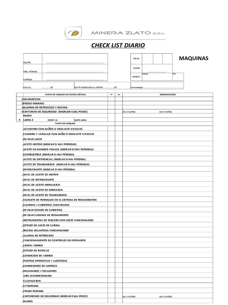 Check List Diario Camiones | PDF | Tecnología de vehículos | Vehículos ...