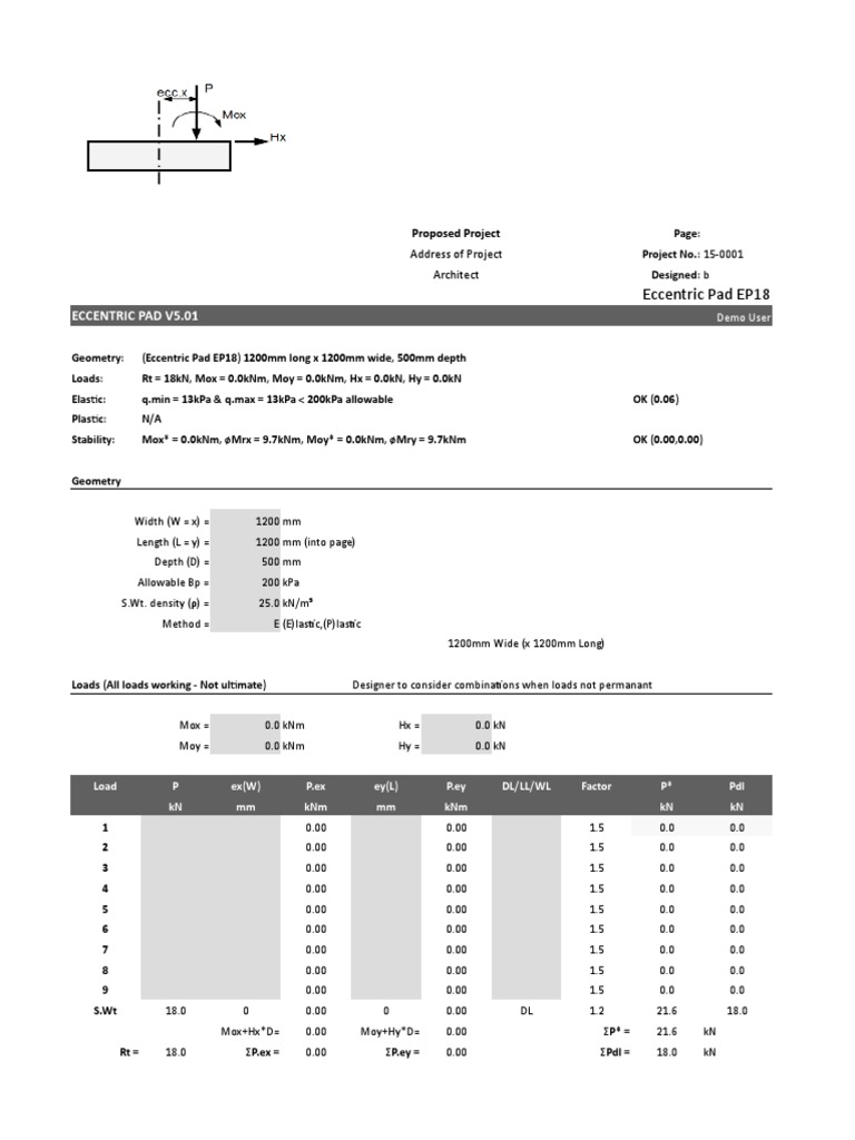 Eccentric Pad Footing 1 | PDF | Materials Science | Continuum Mechanics