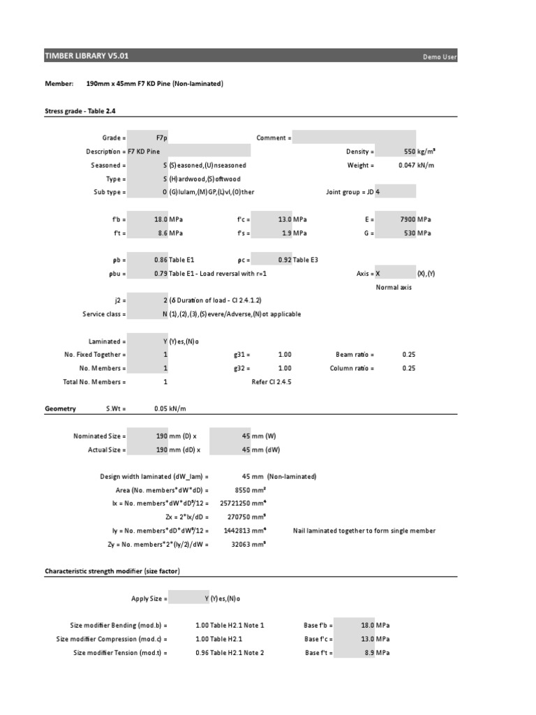 Timber Library V5.01: Member: 190mm X 45mm F7 KD Pine (Non-Laminated ...