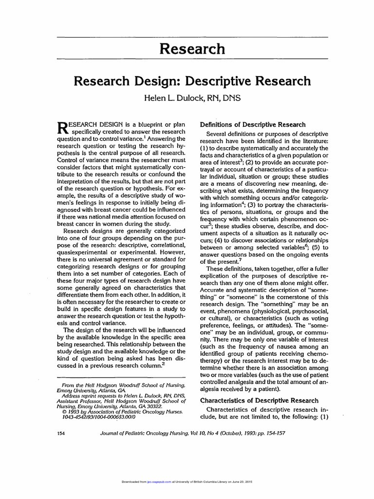Design: Descriptive: Research | PDF | Research Design | Data