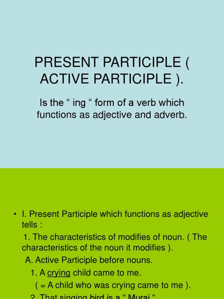 Present Participle (Active Participle) | PDF