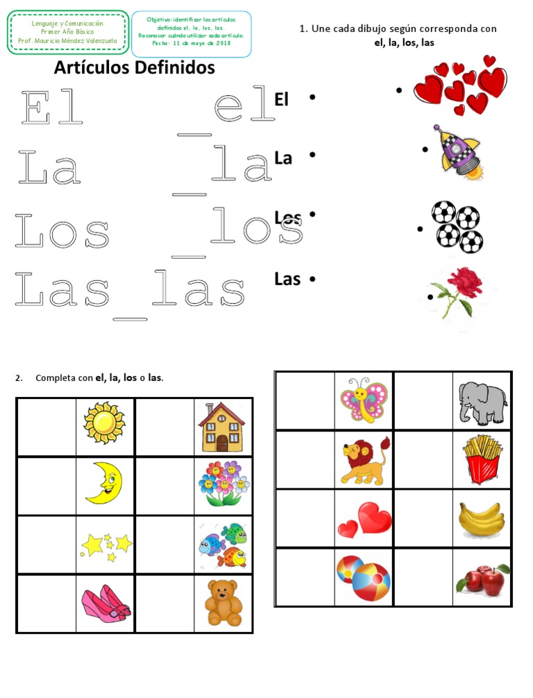Guía Artículos Definidos | PDF