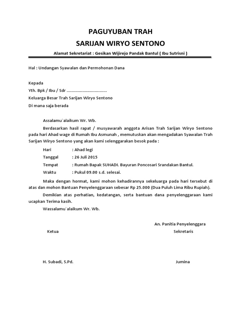 Undangan Syawalan Trah Sarijan 2015 | PDF