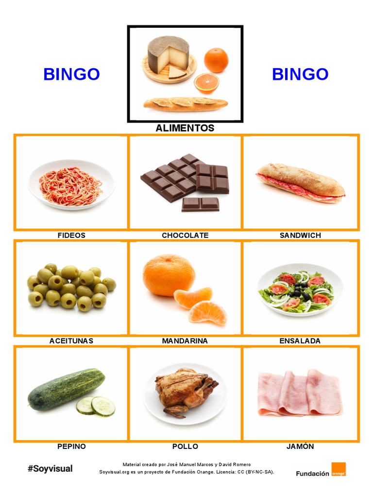 Bingo Alimentos | PDF | Cocina | Cocina de las Americas