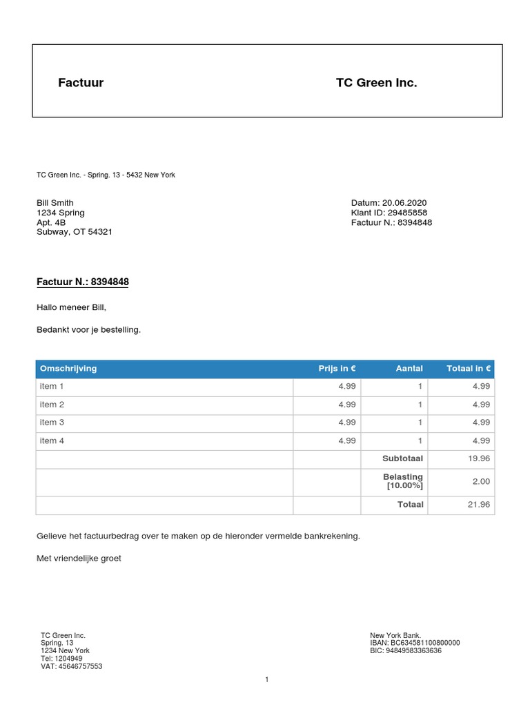 Factuur Template PDF | PDF