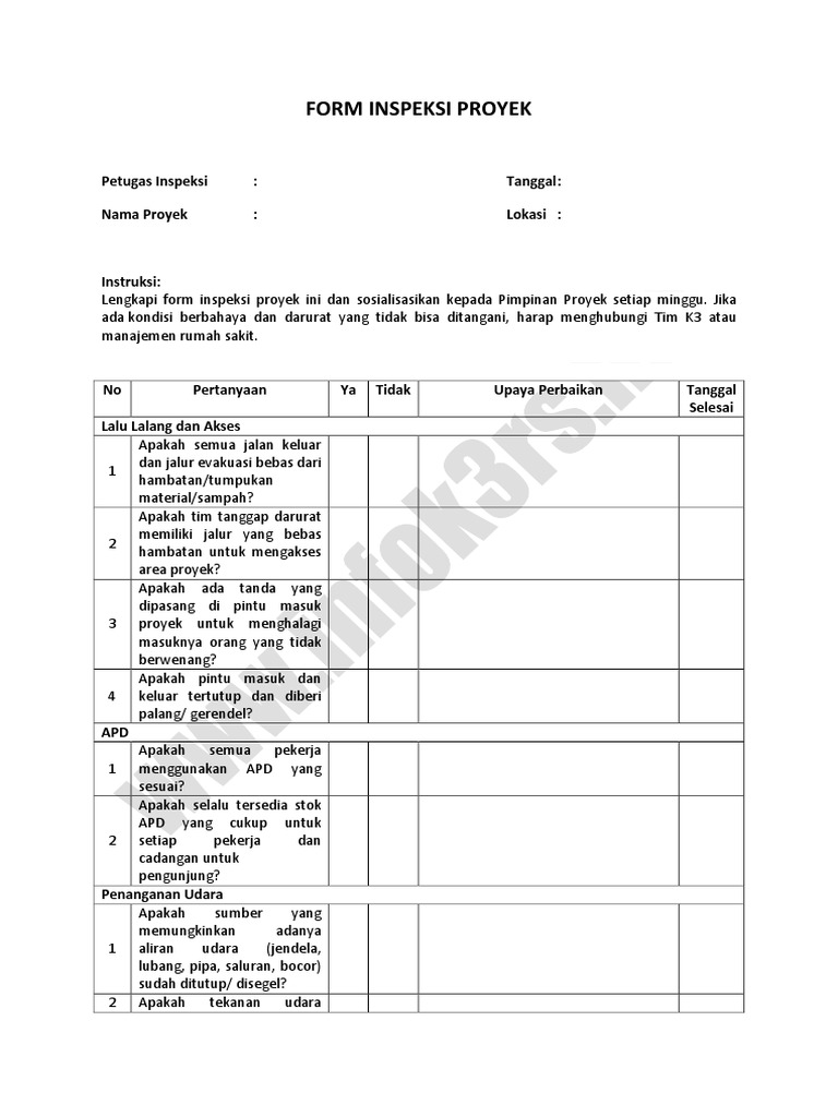 Done Form Inspeksi Proyek | PDF