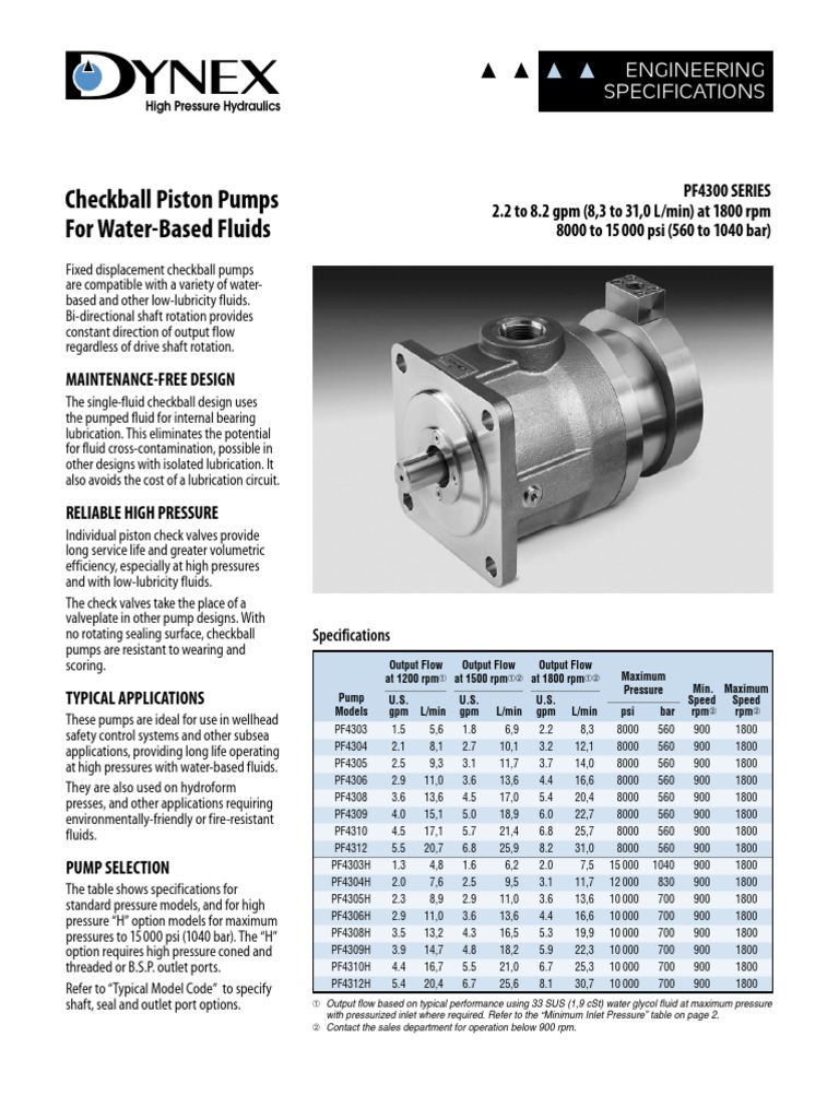 Dynex PF 4300 Specs | PDF | Pump | Gas Technologies