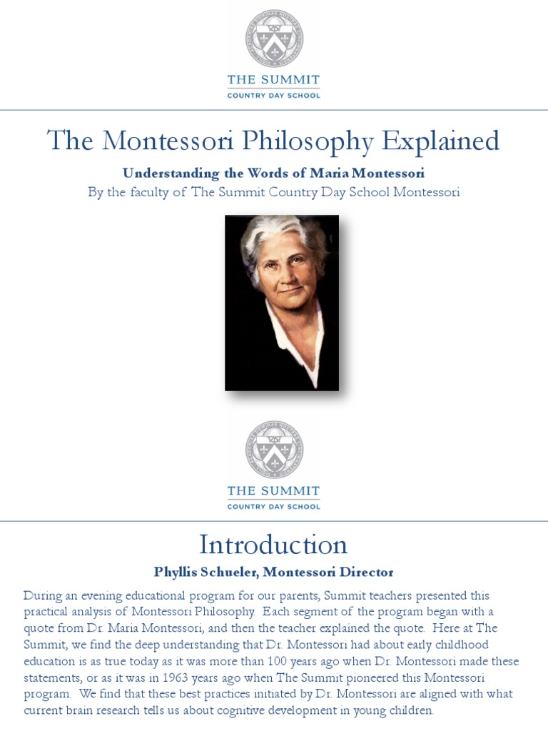 Montessori Philosophy Explained | PDF | Montessori Education | Motivation